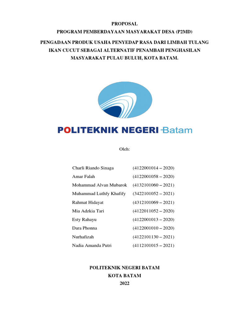 Proposal P2MD - Energi 2022 | PDF