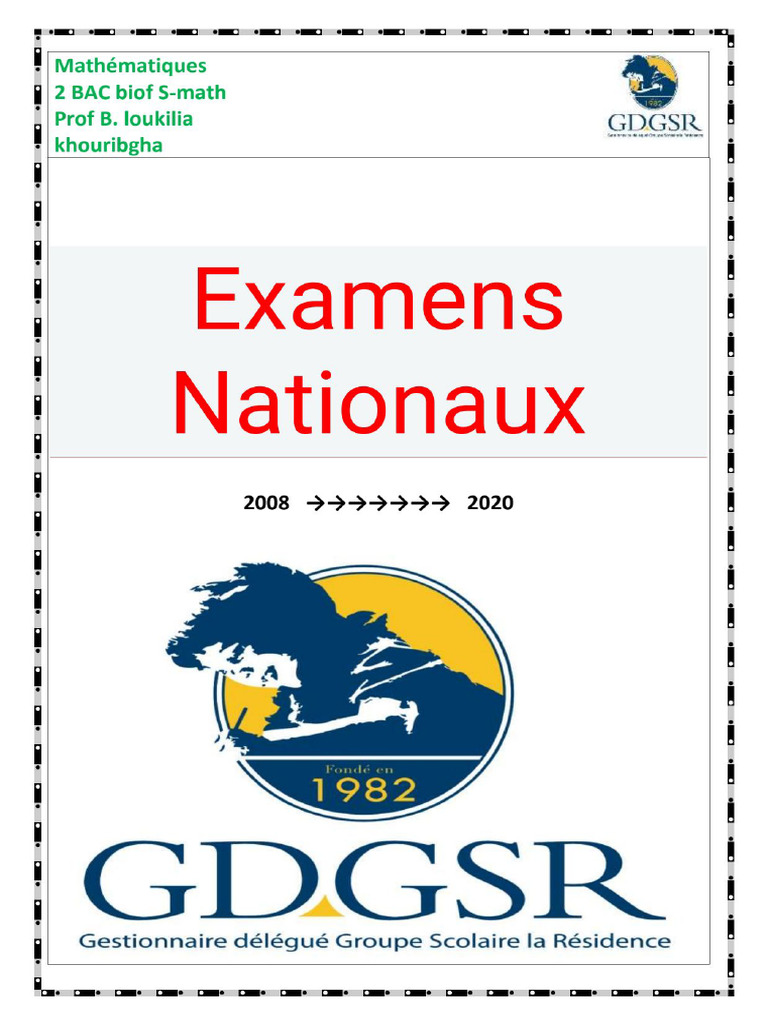 Livre Examens Nationaux SM | PDF