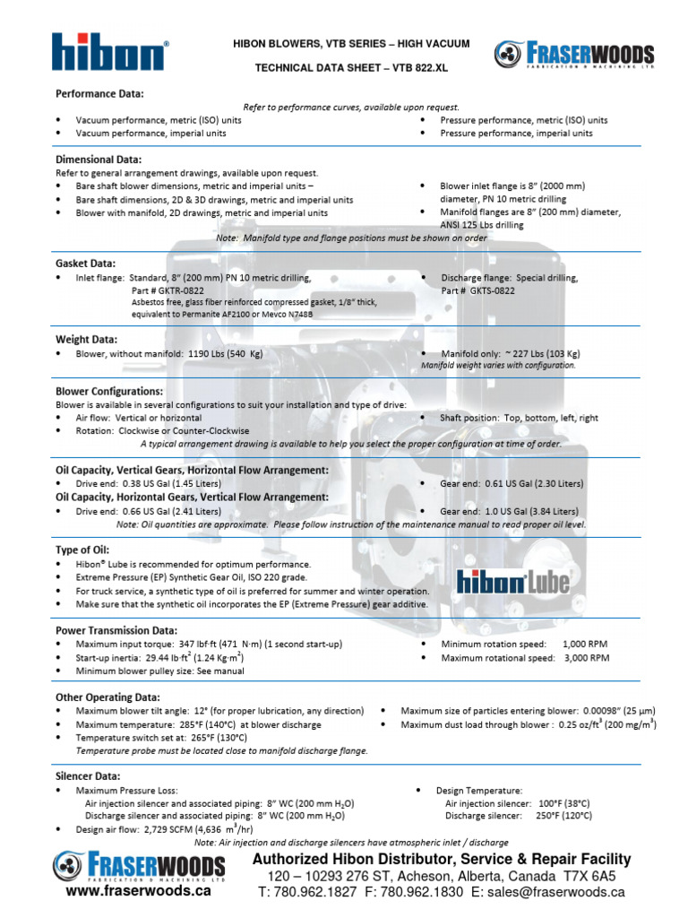 PDF VTB - XL 822.xl Tech Sheet OPT | PDF | Gear | Pressure
