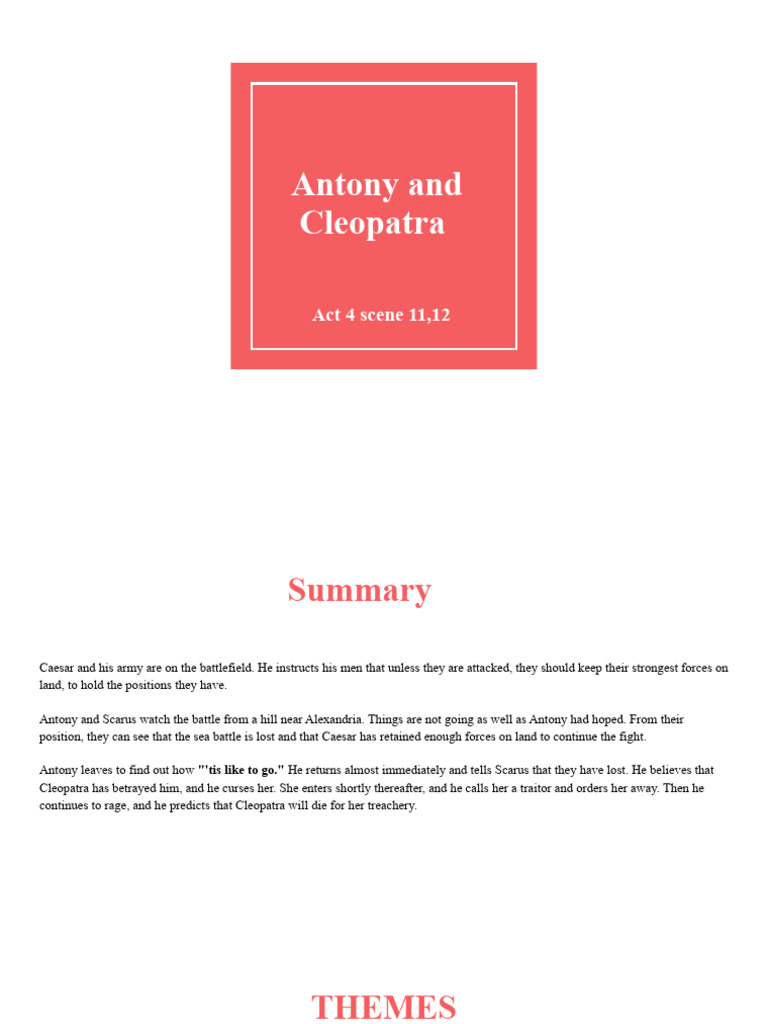 Antony and Cleopatra | PDF | Mark Antony | Cleopatra