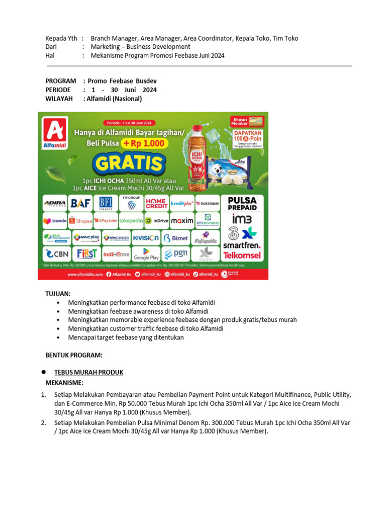 Juklak Promo Feebase Juni 2024 Fix | PDF