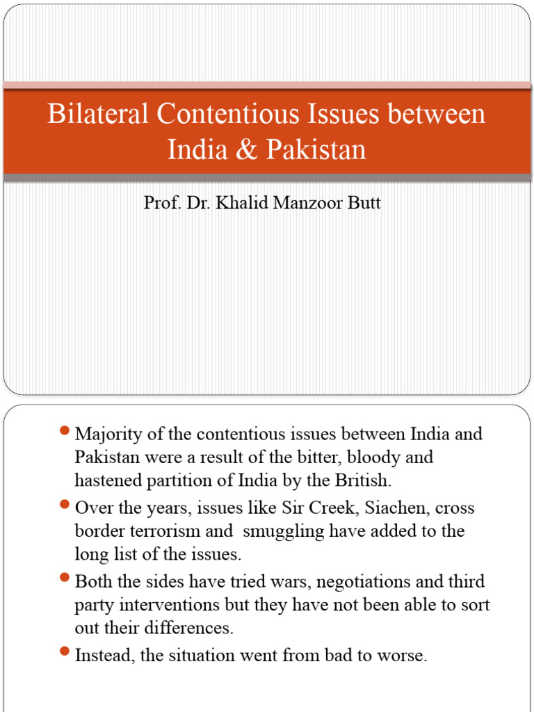 3 Bilateral Contentious Issues Between Indian & Pakistan | PDF | Kashmir
