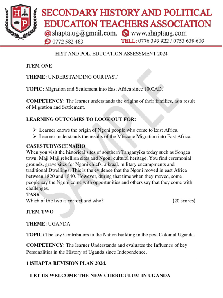 Shapta Hist and Pol. Educ Items 2024 | PDF | Non Governmental ...