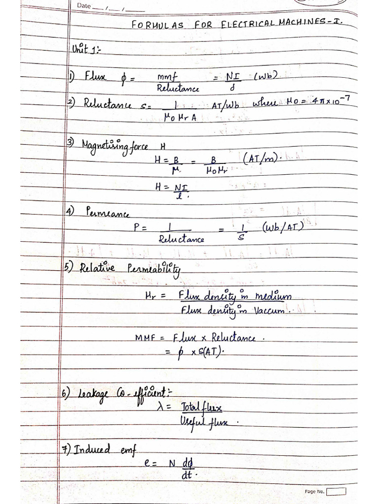 Em-1 Formulas Unit 1,2 | PDF