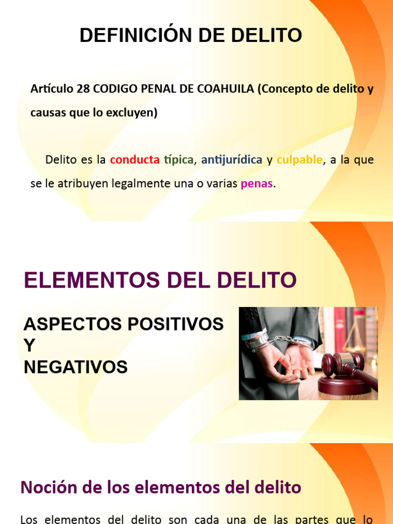 EL DELITO Y SUS ELEMENTOS | PDF | Intención (Derecho Penal) | Derecho penal