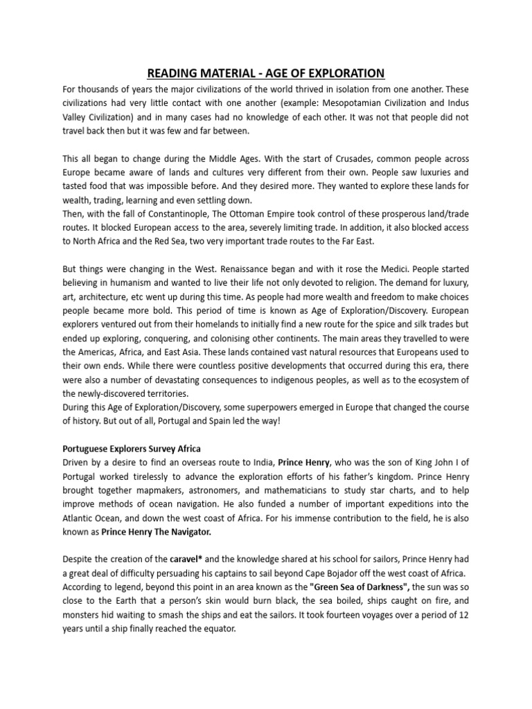 22-23 Age of Exploration Reading Material | PDF | Christopher Columbus ...