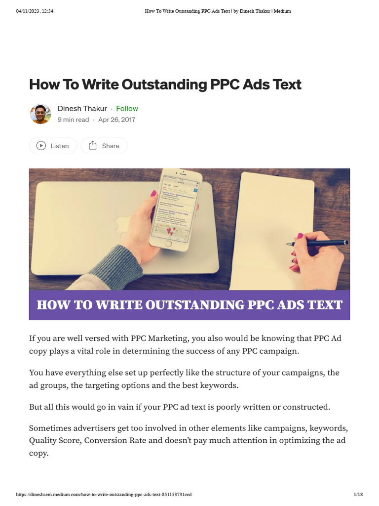 How To Write Outstanding PPC Ads Text - by Dinesh Thakur - Medium | PDF ...