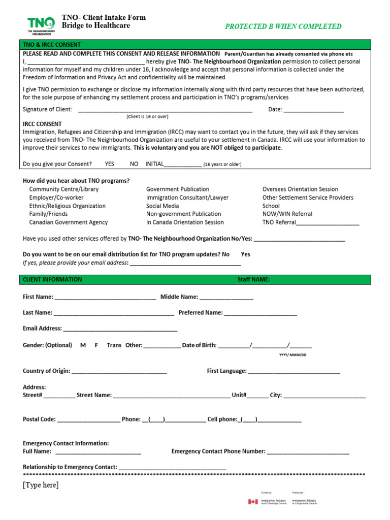 TNO Client Intake Form for Services | PDF | Justice | Crime & Violence