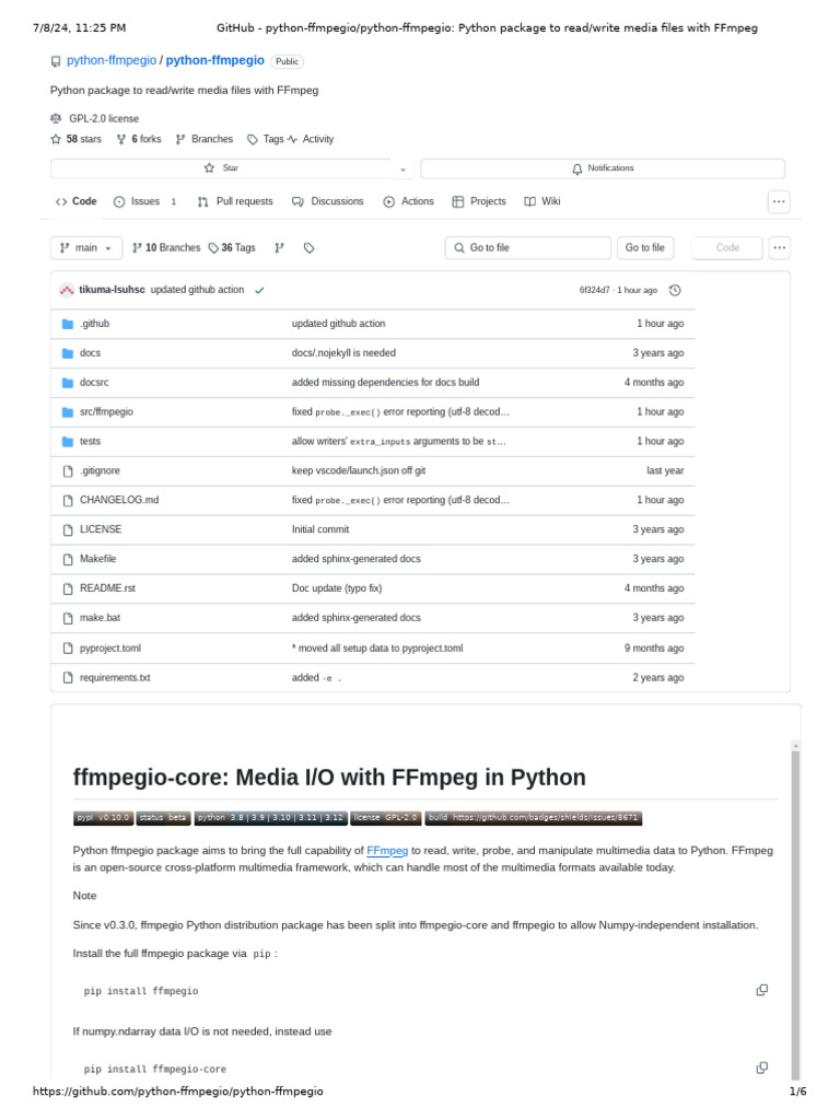 GitHub Python Ffmpegio - Python Ffmpegio | PDF | Computer Data | Digital Technology