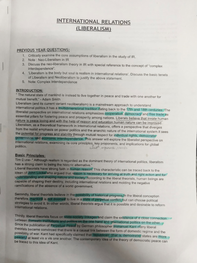 IR (Liberalism) | PDF