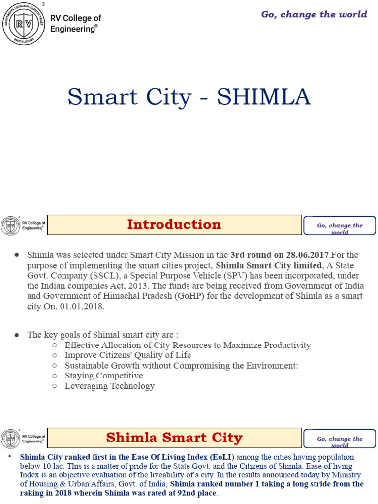 Smart City - Shimla | PDF | Sustainability | Economies