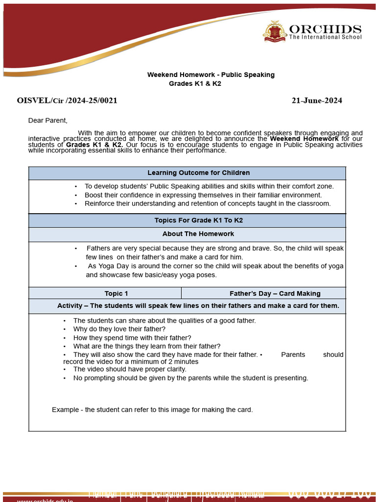 Weekend Homework Public Speaking Grades K1 K2 | PDF | Public Speaking ...