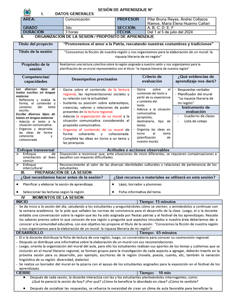 3ero SESIÓN DE APRENDIZAJE 5_ proyecto 3 | Descargar gratis PDF | Evaluación | Aprendizaje