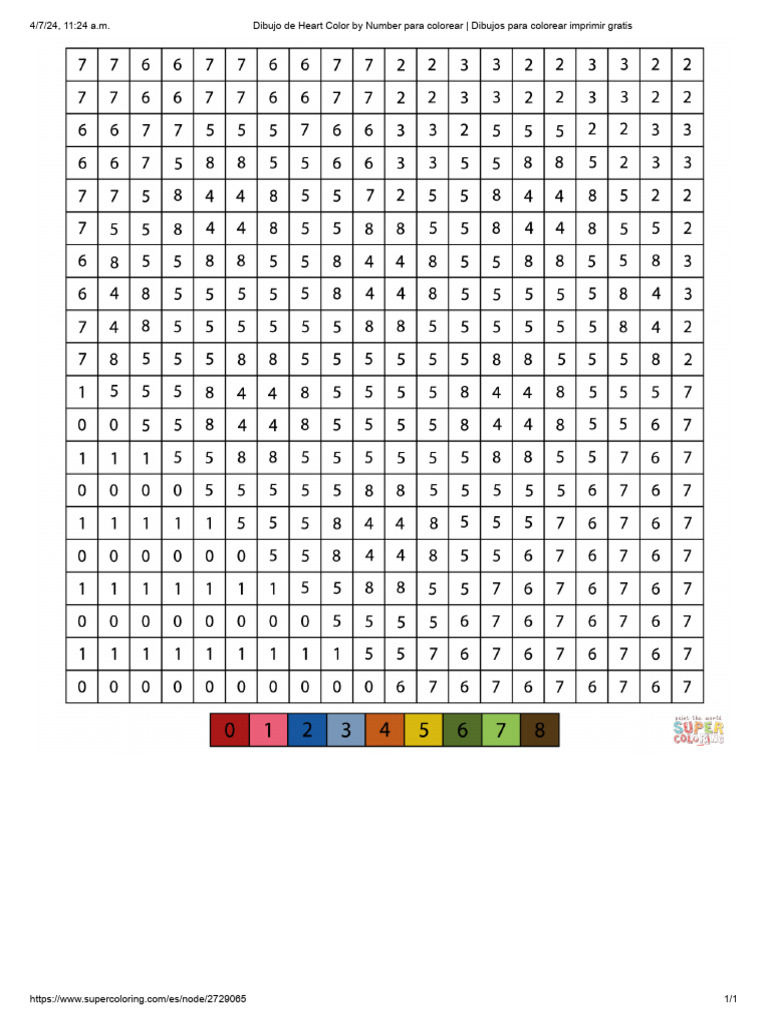 Dibujo de Heart Color by Number | PDF
