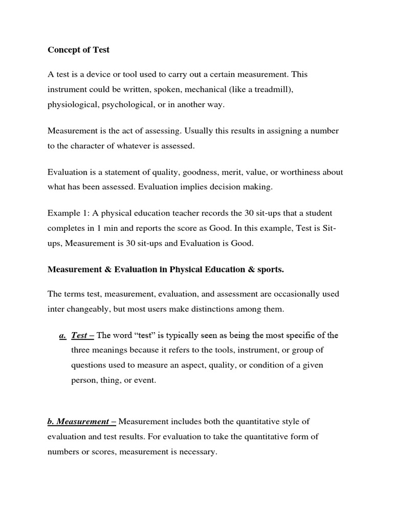 Test, Measurement and Evaluation | PDF | Level Of Measurement ...