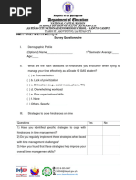 Time Management Questionnaire Assessment | PDF