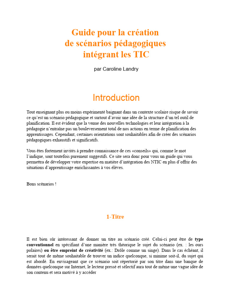Guide Scenarios | PDF | Pédagogie | Apprentissage