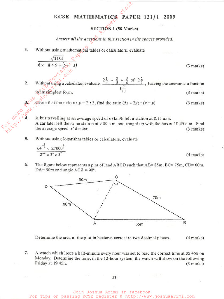 KCSE Mathematics Revision Resources | PDF
