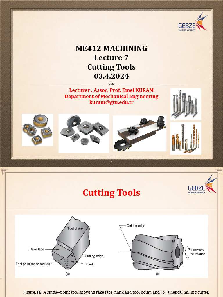 ME412 - Lecture 7 - Cutting Tools | PDF | Materials | Manufactured Goods