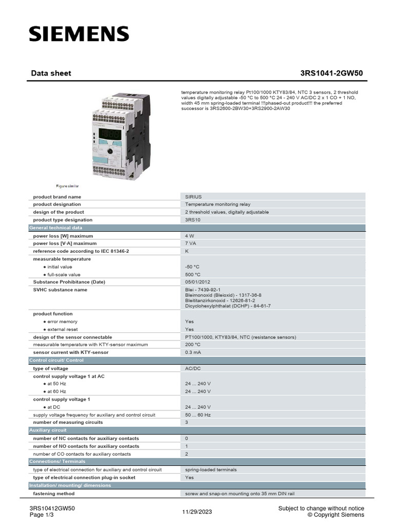 3RS10412GW50_datasheet_en | Download Free PDF | Relay | Electrical ...