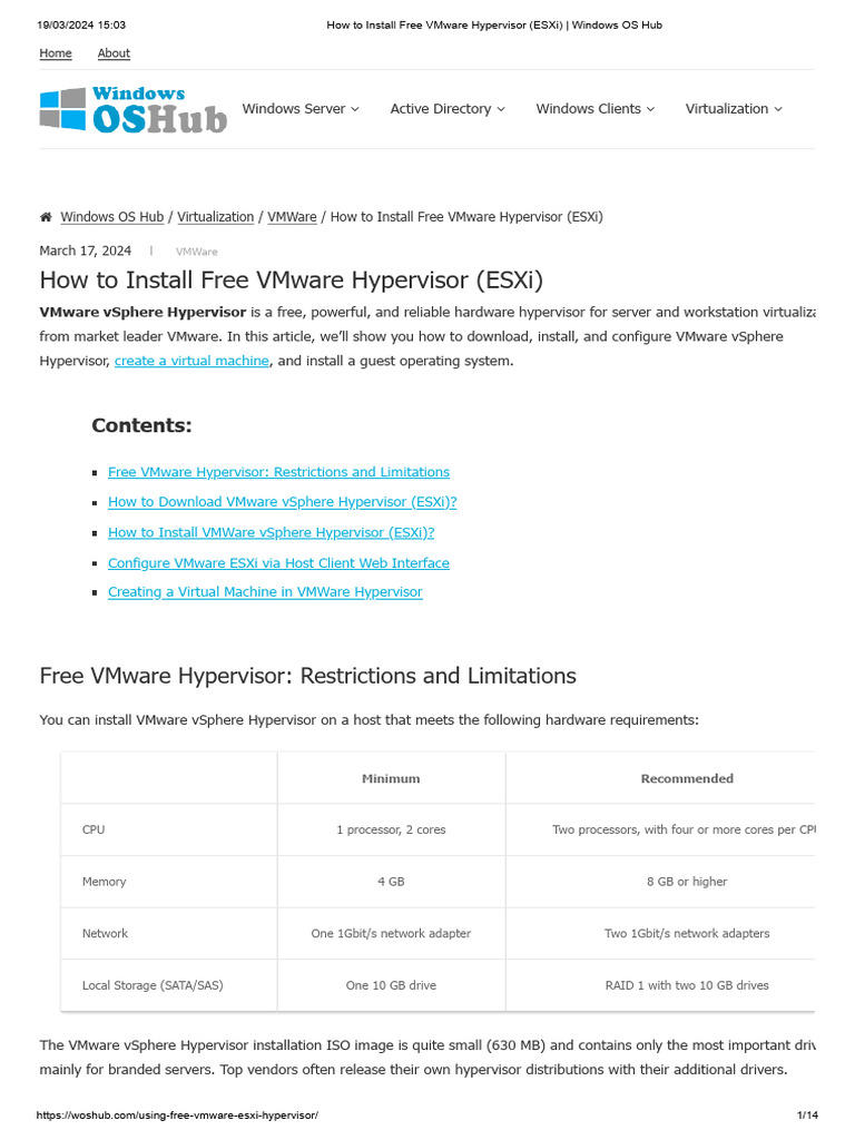 How To Install Free VMware Hypervisor (ESXi) | PDF | Ip Address ...