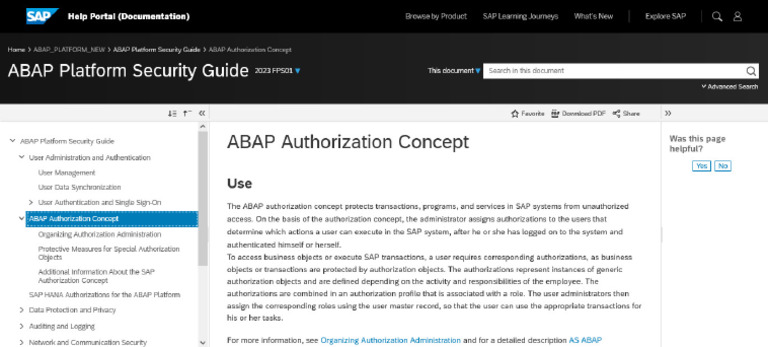 FireShot Capture 073 - ABAP Authorization Concept - SAP Help Portal | PDF
