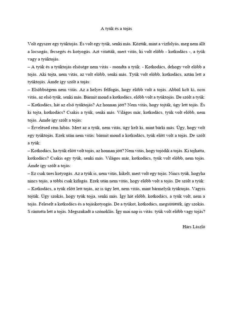 A Tyúk És A Tojás | PDF