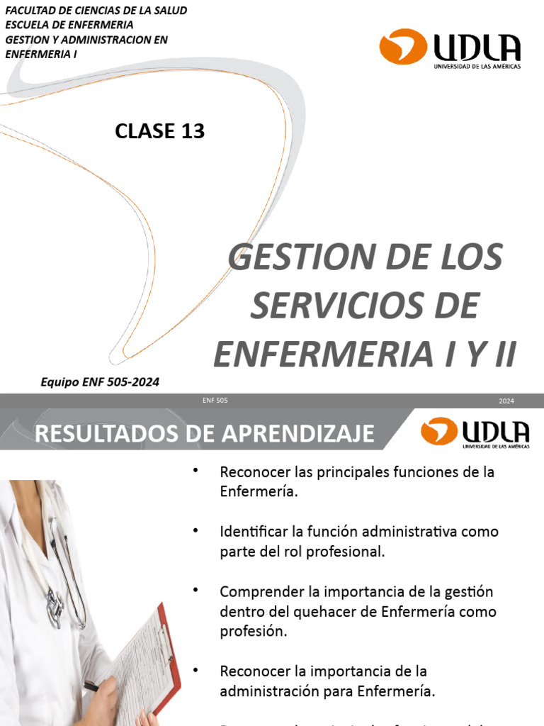 CLASE 13 - Gestion en Enfermeria I y II 2024 | PDF | Enfermería | Planificación