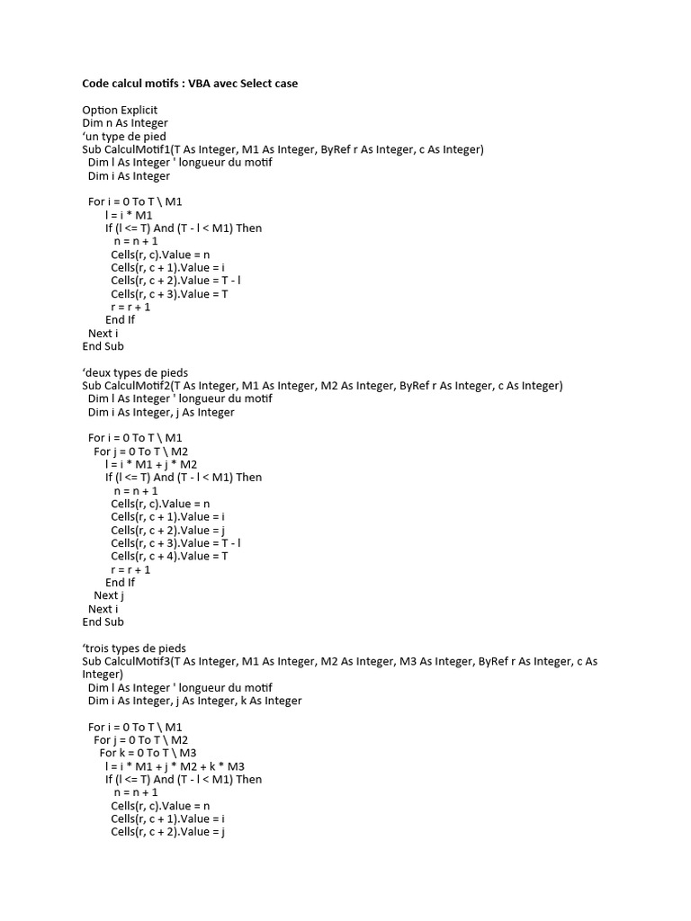 Code Calcul Motifs | PDF | Computer Programming | Programming Paradigms