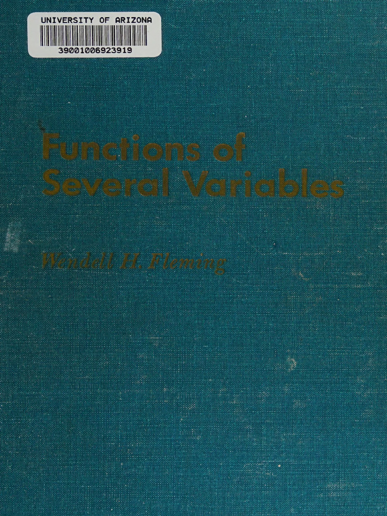 Wendell H Fleming Functions Of Several Variables Addison Wesley 1965 Pdf Function
