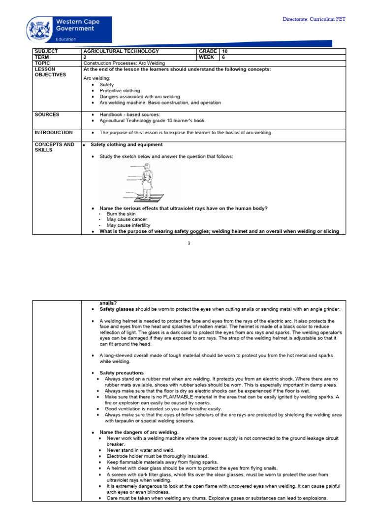 Agricultural Technology GR 10 Term 2 Week 6 | PDF | Welding | Construction
