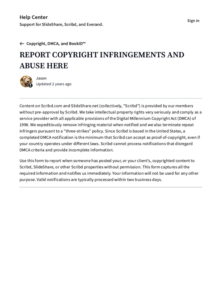 Report Copyright Infringements and Abus | PDF | Digital Millennium Copyright Act | Scribd