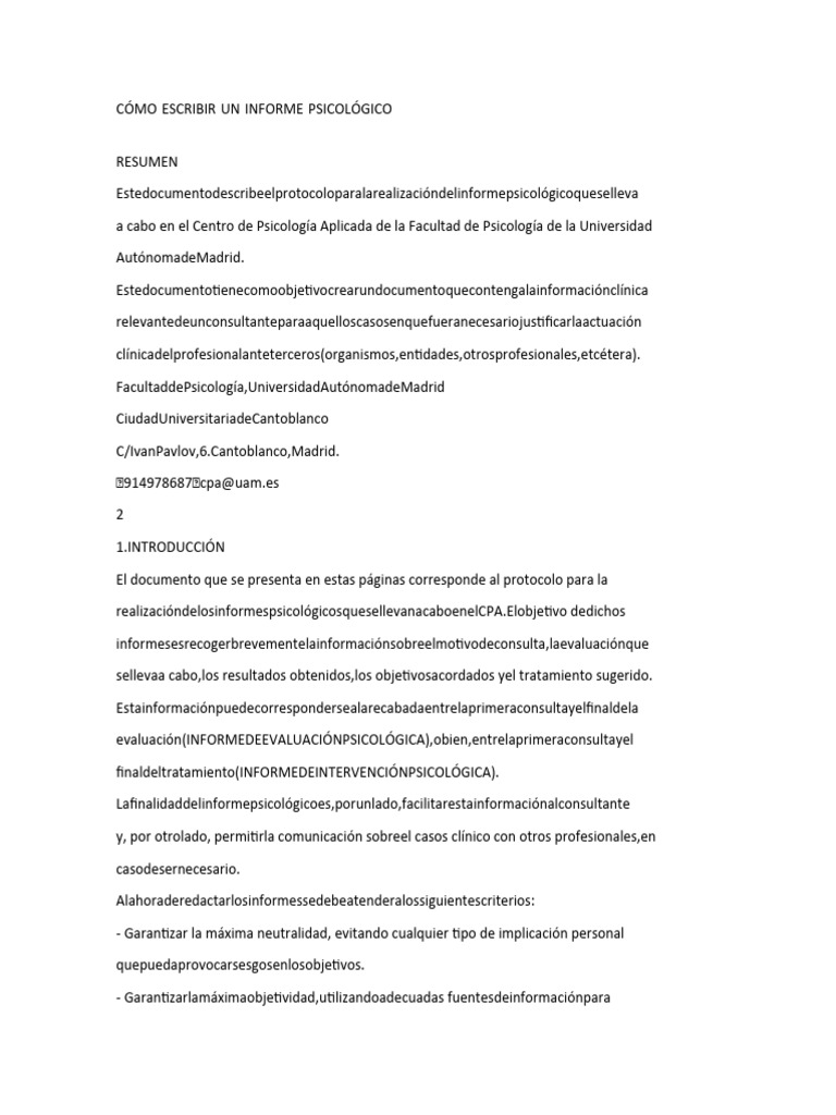 Cómo Escribir Un Informe Psicológico | PDF | Sicología