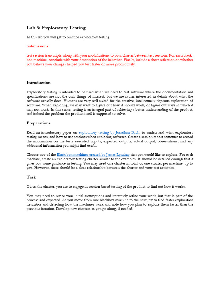 Lab 3 Exploratory Testing | PDF