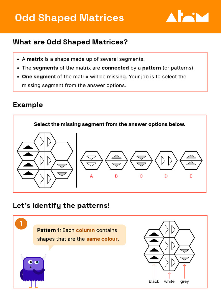 GL 11+ Non-Verbal Reasoning Worksheet - Odd Shaped Matrices | PDF ...