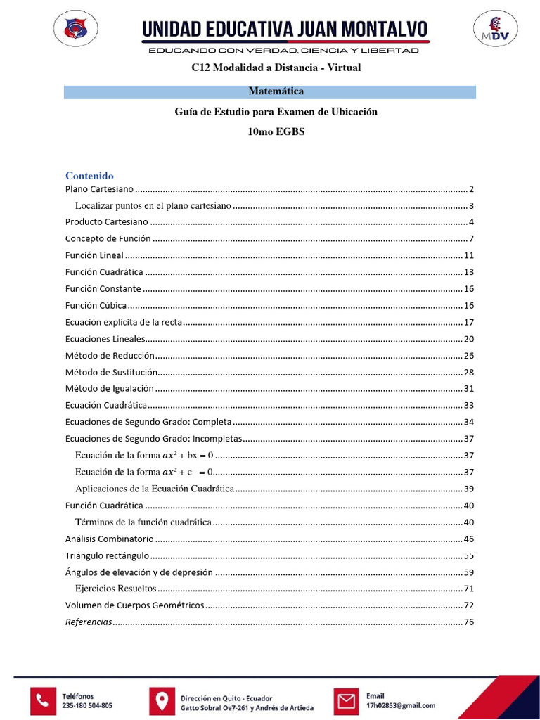 Guia de Estudios C12 Matematica 10mo EGB | PDF | Sistema de ecuaciones lineales | Ecuaciones