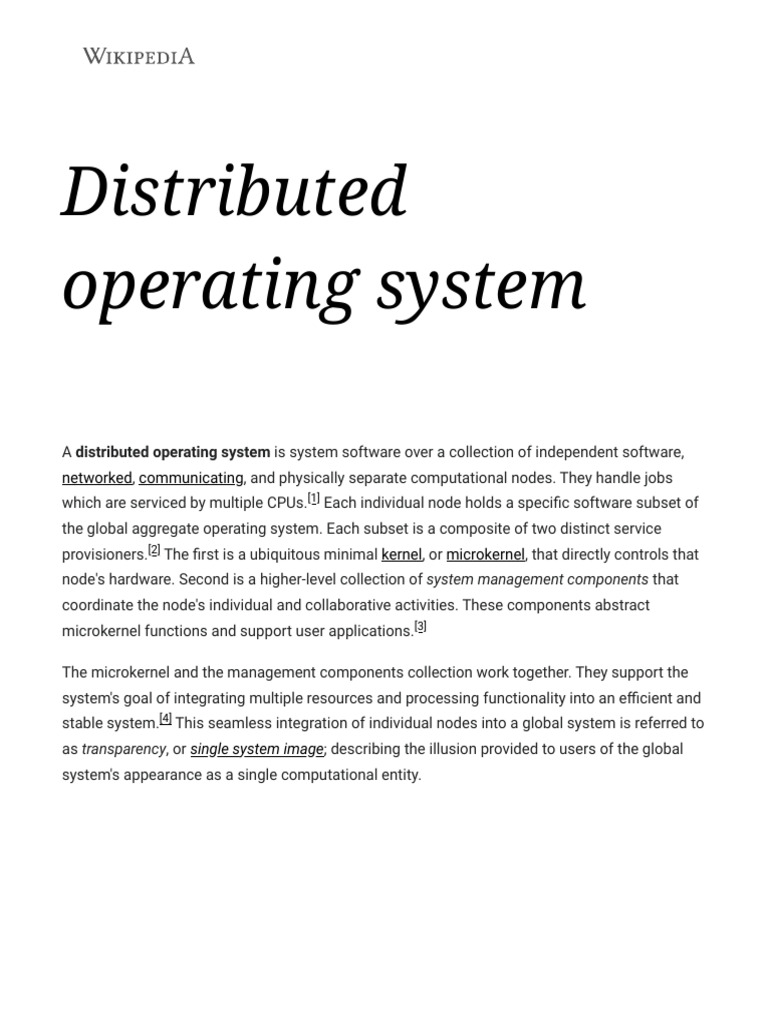 Distributed Operating System - Wikipedia | PDF | Process (Computing ... Distributed Operating System - Wikipedia | PDF | Process (Computing ...