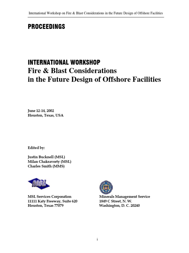 FIRE AND BLAST INTERNATIONAL WORKSHOP | Download Free PDF | Risk | Hazards FIRE AND BLAST INTERNATIONAL WORKSHOP | Download Free PDF | Risk | Hazards