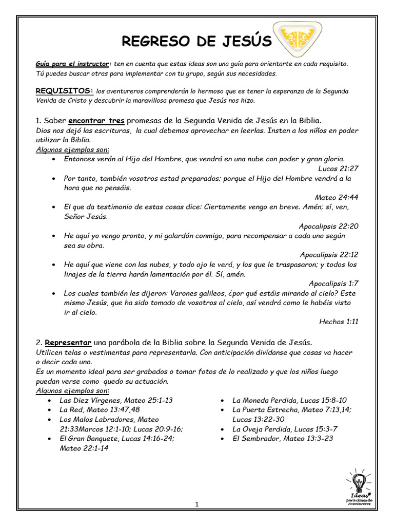 AE 009 REGRESO DE JESÚS - Guía para Instructor | PDF | Segundo ...