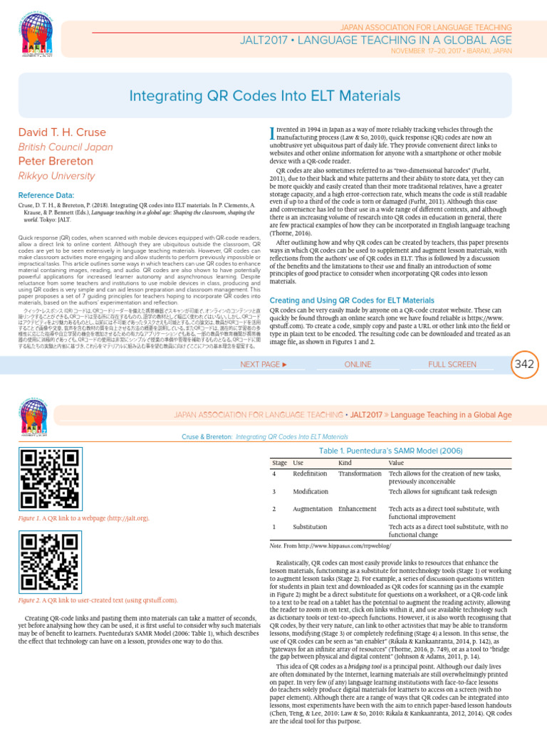 Integrating_QR_Codes_Into_ELT_Materials (1) | PDF | Qr Code | Teachers