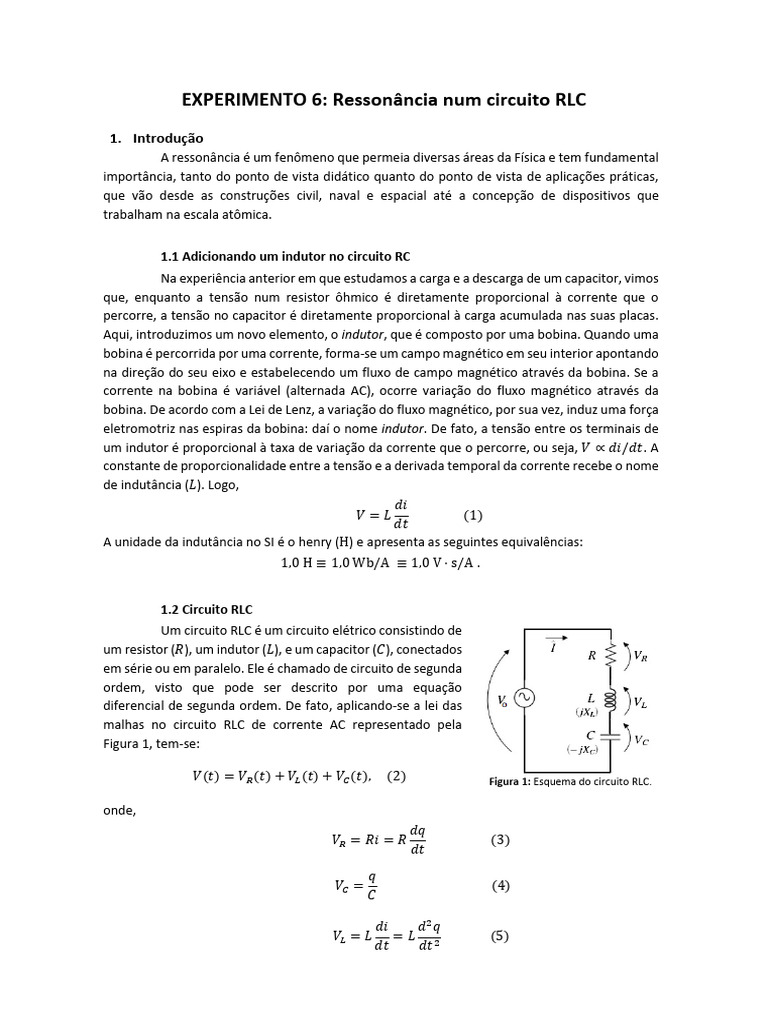 Roteiro_Circuito-RLC | PDF | Indutor | Rede elétrica
