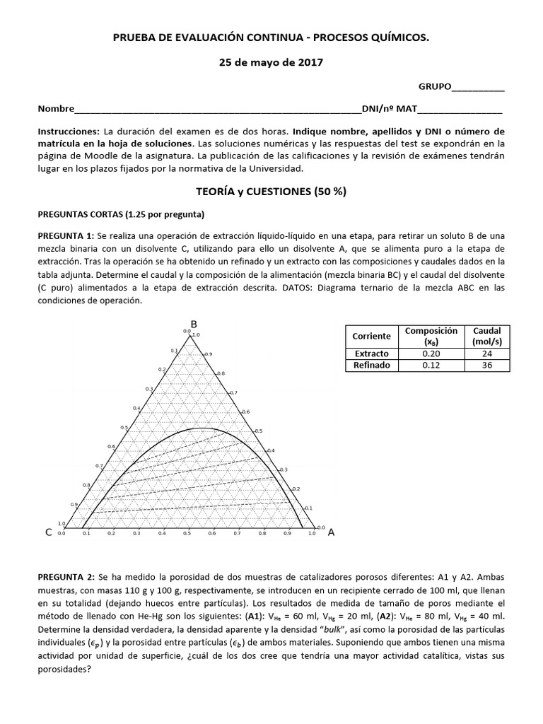Examen Procesos Químicos - Ing Industrial | PDF | Destilación | Reactor ...