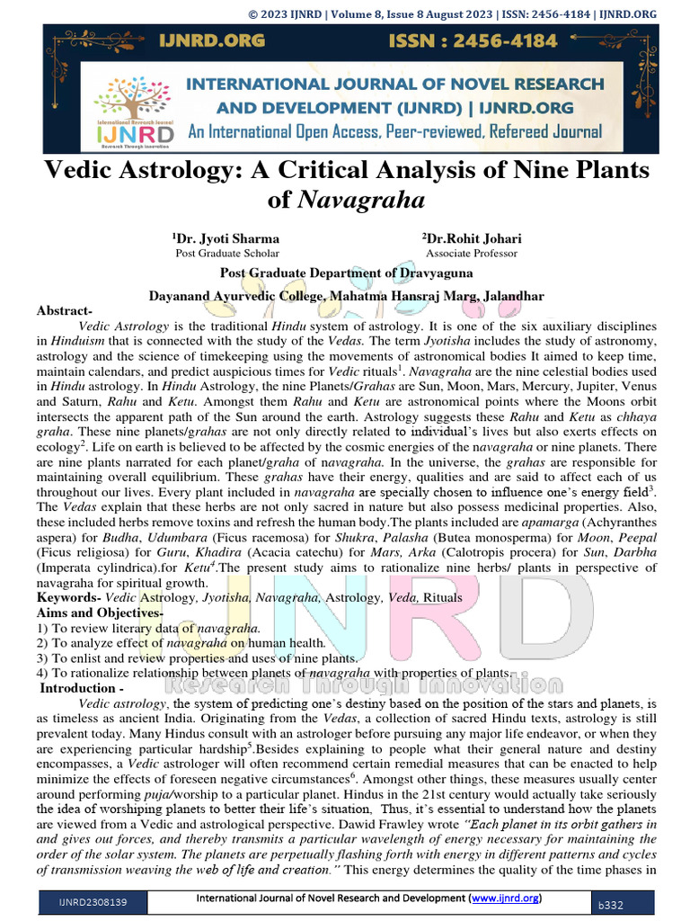 Vedic Astrology: A Critical Analysis of Nine Plants of Navagraha | PDF ...