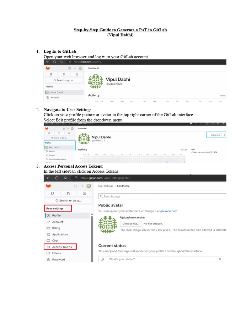 Steps To Generate Personal Access Token On Gitlab Cloud Edition | PDF ...