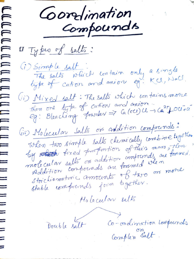 Coordination Chemistry Notes | PDF | Molecular Physics | Condensed ...