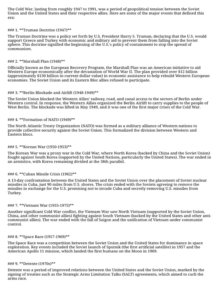 Events During Cold War | PDF | Cold War | Soviet Union