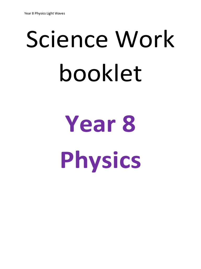 Science Work Booklet - Year 8 Light Waves | PDF | Color | Light