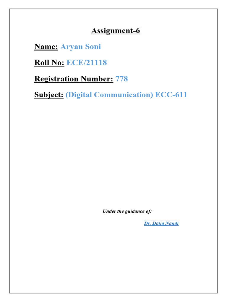 788 Assignment 6-Ecc-611 | PDF | Modulation | Detector (Radio)