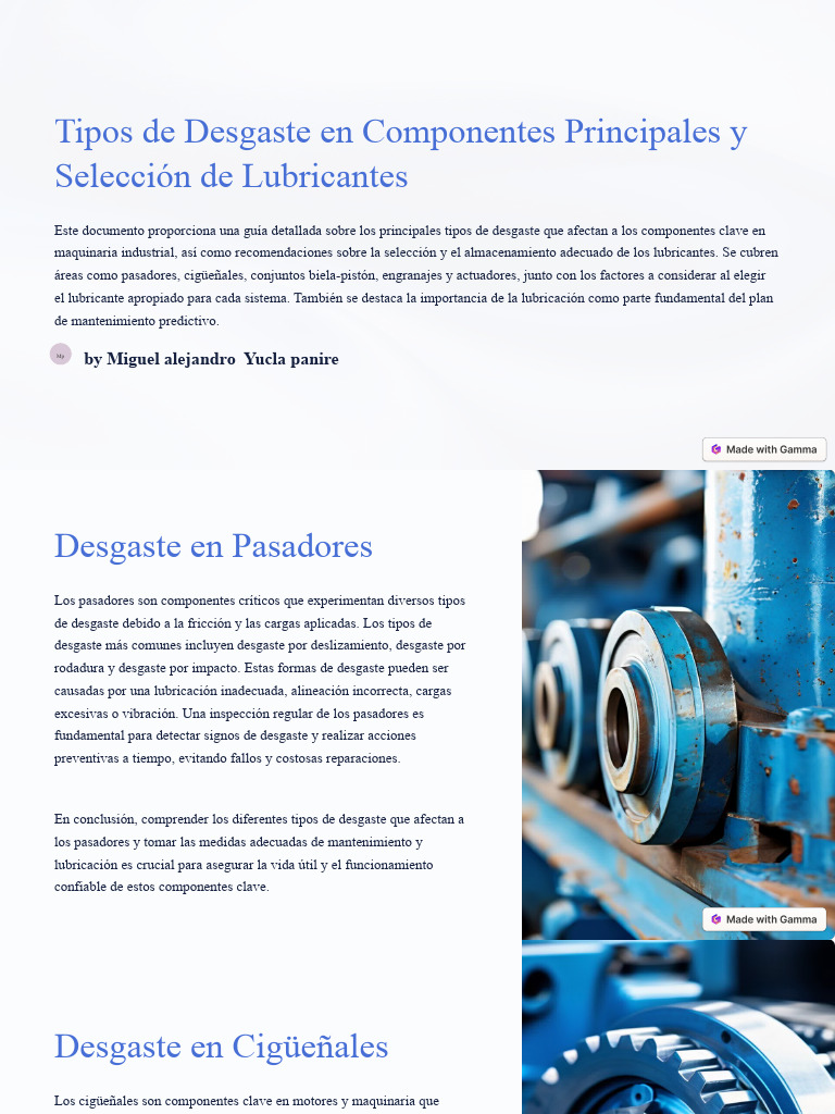 Tipos de Desgaste en Componentes Principales y Seleccion de Lubricantes ...