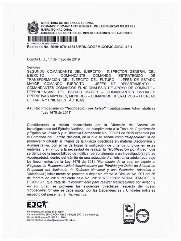 Circular 15 NOTIFICACION X AVISO | PDF